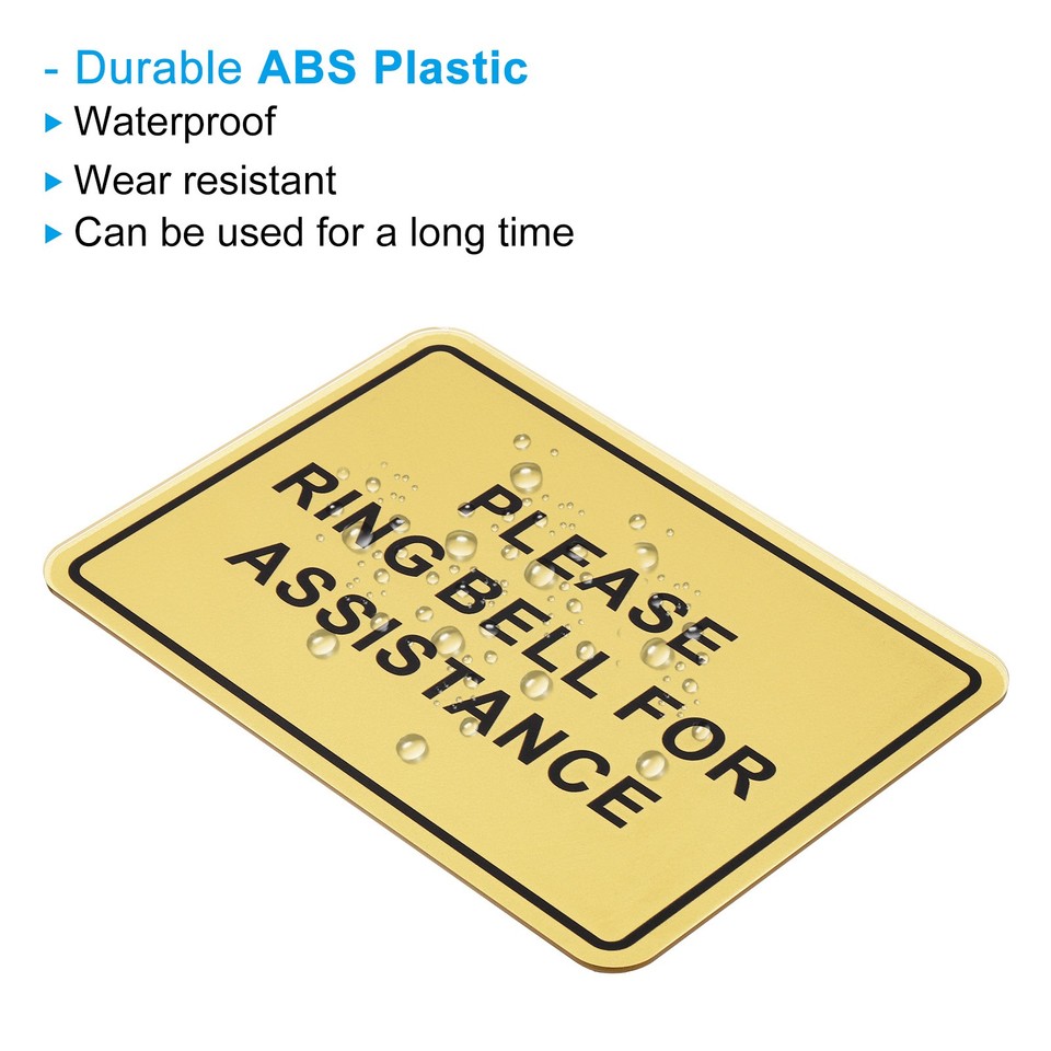8"Lx6"W Please Ring Bell for Assistance Sign, Brushed Gold, 2Pcs | eBay UK