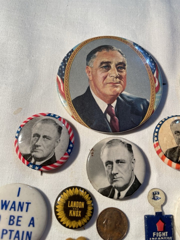 Political Campaign Buttons FDR Franklin D Roosevelt Wendell Willkie ...