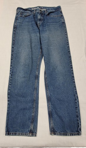 Men's Basic Editions Relaxed Jeans (34/32) Blue Straight Zip Pockets ...