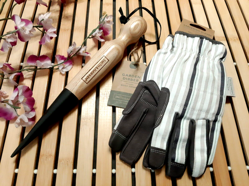 SMITH & HAWKEN CANVAS / FAUX LEATHER GARDENING GLOVES S/M and GARDEN ...