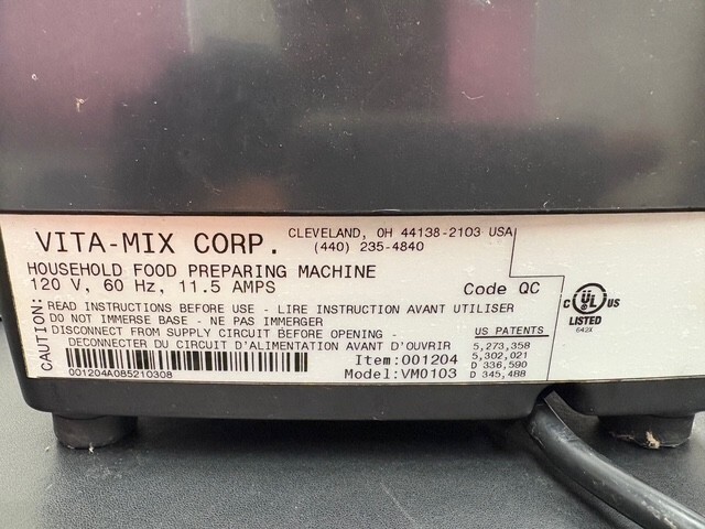 Vitamix VM0103 Super 5000 BLENDER w/ 64oz Pitcher + Lid + PLUNGER -FREE ...