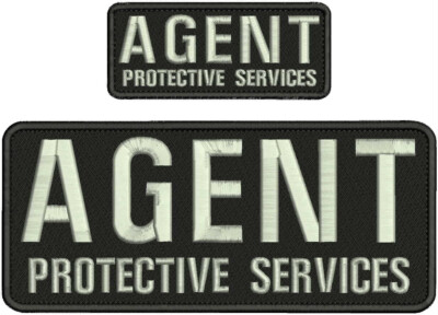 AGENT P SERVICES EMBROIDERY PATCH 4X10 AND 2X5 HOOK ON BACK SILVER ON ...