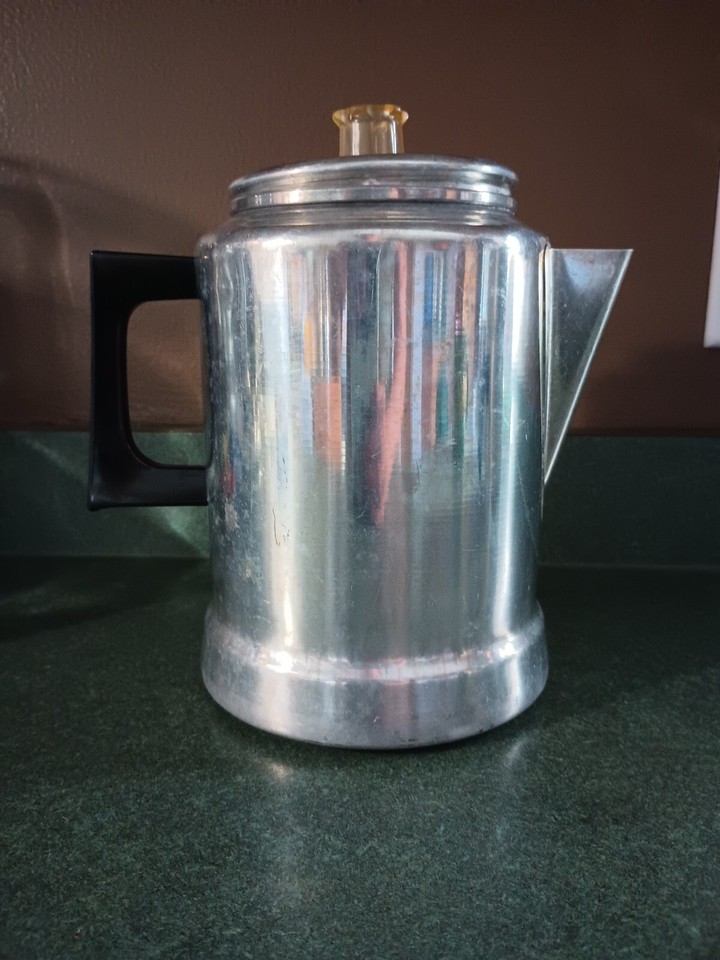 Vintage Mirro 9 Cup Aluminum Coffee Pot Percolator Rustic Farmhouse ...