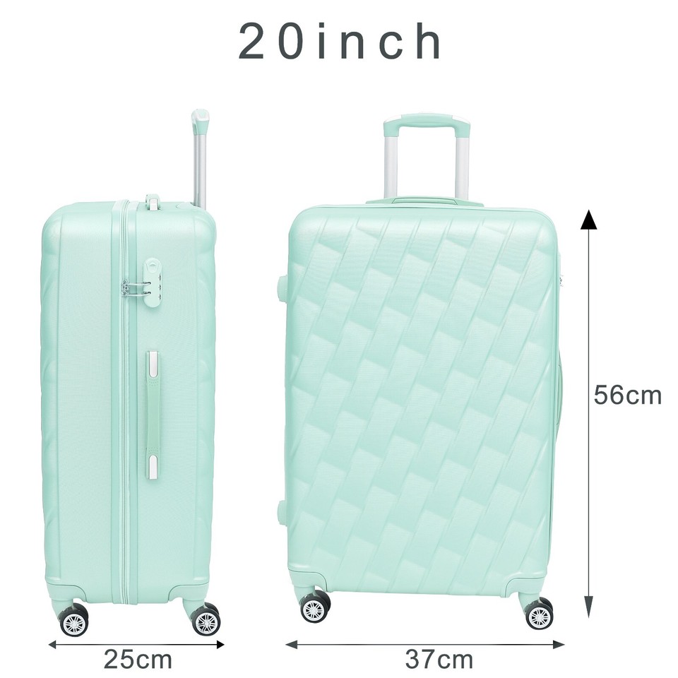 Suitcase Cabin Carry On Hand Luggage 4 Wheels Hard Shell Travel ABS ...