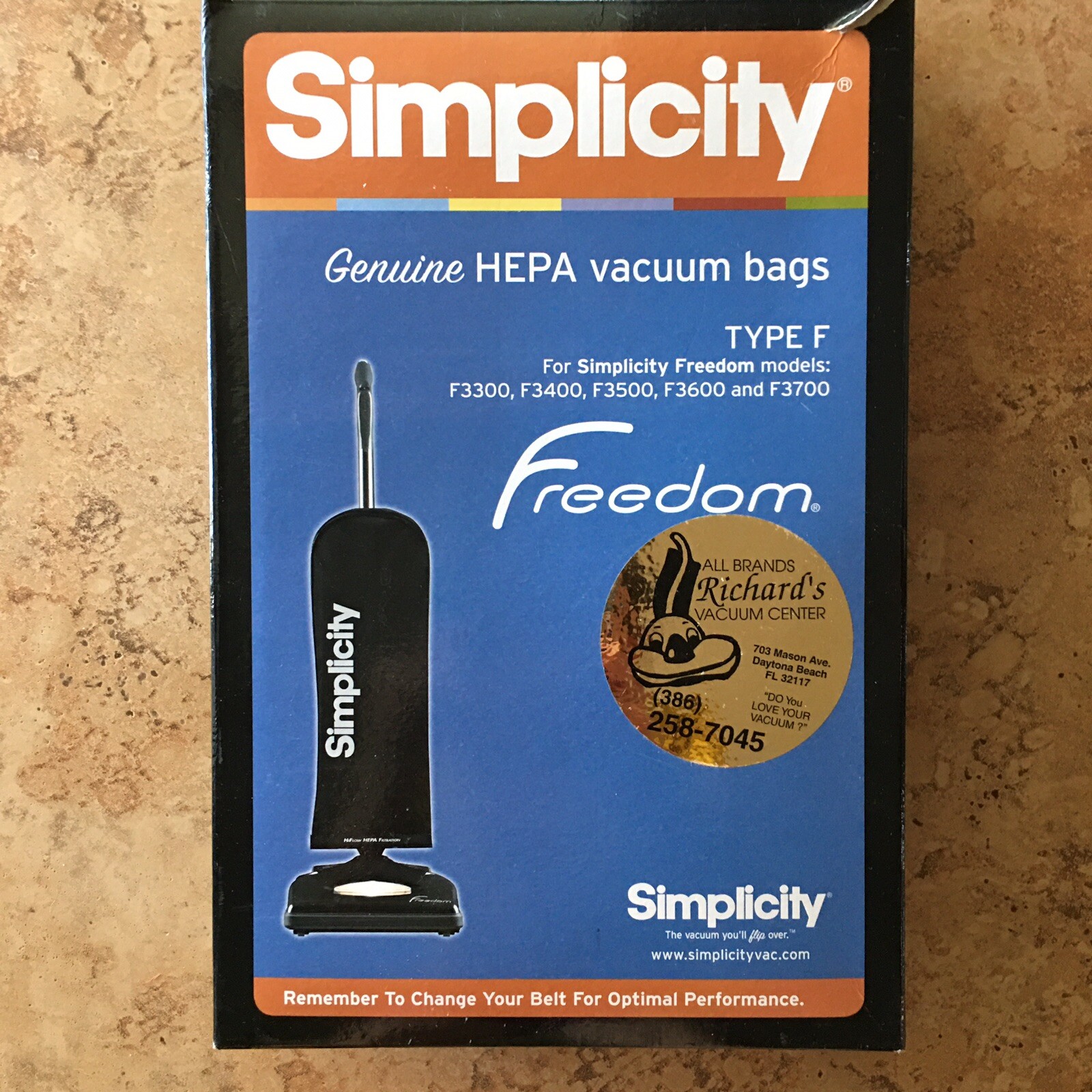 6 Simplicity Freedom HEPA Vacuum Bags Type F F3300 F3400 F3500 F3600 ...