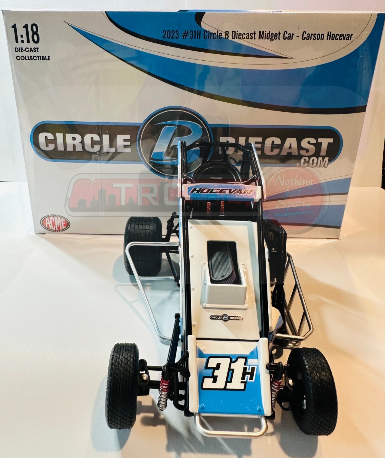 Carson Hocevar Acme 2023 #31H Circle B Diecast Midget 1/18 Sprint | eBay