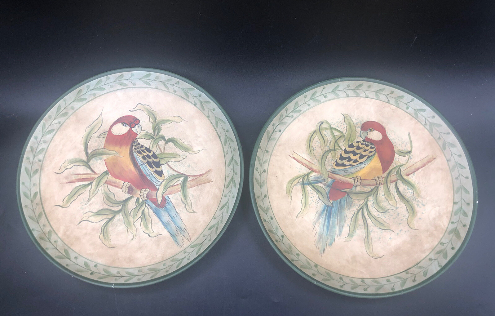 Hand Painted Decorative Bird Plates - Set of 2 - Heavy 10 " Diameter ...
