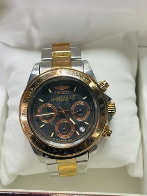 INVICTA JUMBO CHRONOGRAPH MEN'S STAINLESS STEEL & RG TONE WATCH- $2K ...