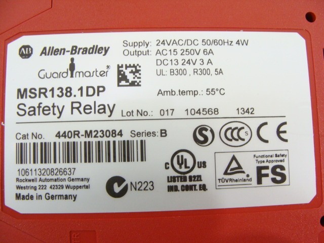 Allen Bradley MSR138.1DP / 440R-M23084 Ser B Guardmaster Safety Relay ...