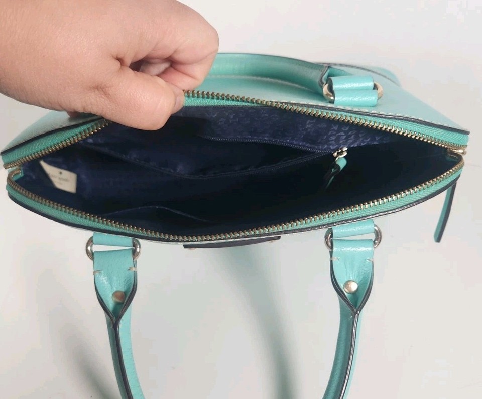 KATE SPADE Wellesley Rachelle Turquoise Textured Leather Domed Satchel ...