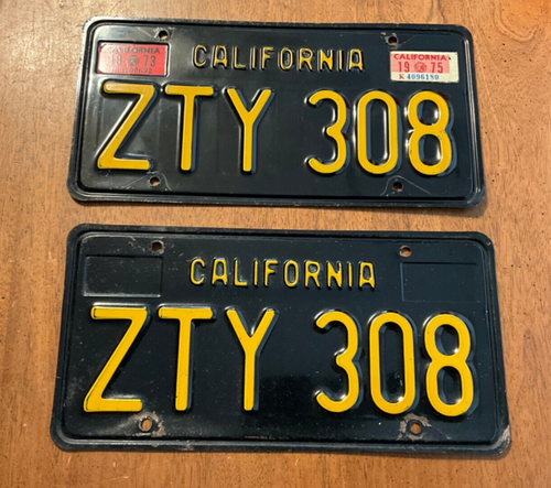 Pair 1973 1975 California License Plate Tag # avail 6/12/24 ZTY308 | eBay