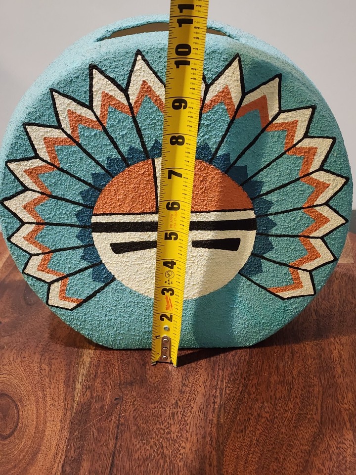 Hopi Native American Kachina Sand Art Vase Signed D.J. Cupid Superb ...