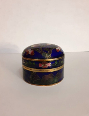 Chinese Cobalt Blue Gilted Cloisonne Opium Snuff Pill Trinket Box | eBay