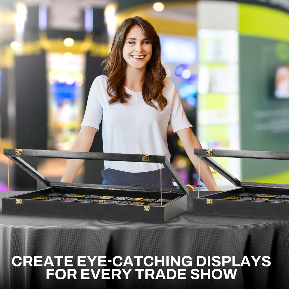 Black Portable Trade Show Display Case for Coins & Collectibles - 24" x ...