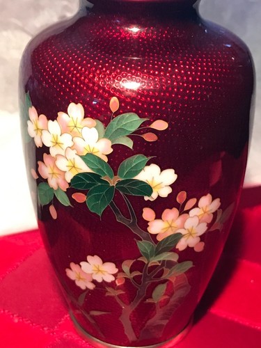 ANTIQUE ANDO MARK AKASUKA GINBARI JAPANESE VASE SAKURA CHERRY BLOSSOMS ...