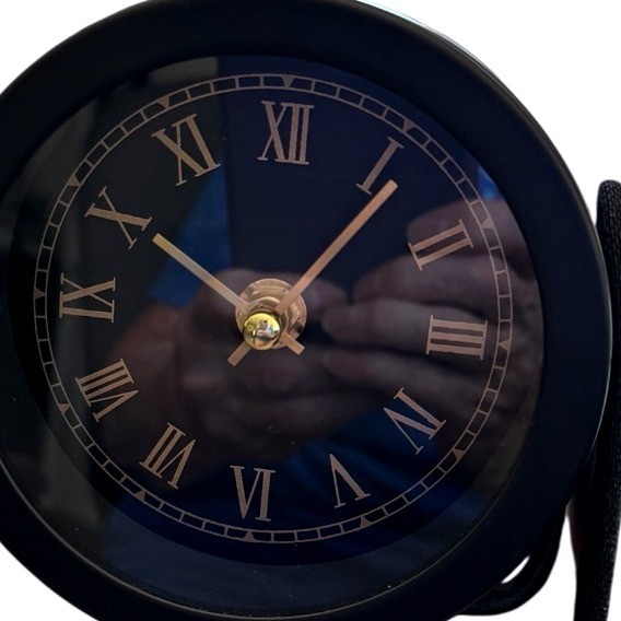 Paper Source Tabletop Clock NWT Black Round Gold Roman Numerals Desk ...