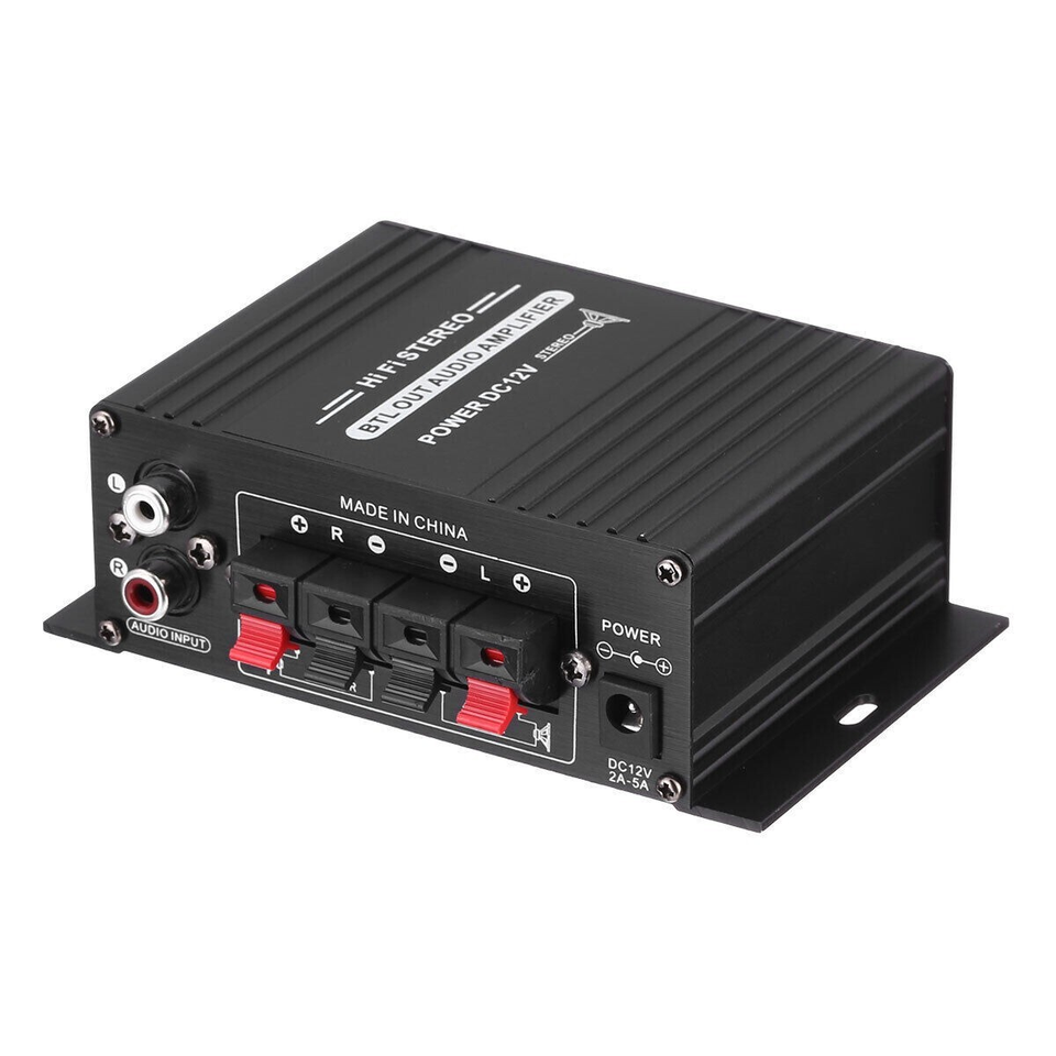 400W 12V 2 Channel Powerful Stereo Audio Power Amplifier Hifi Bass Amp ...