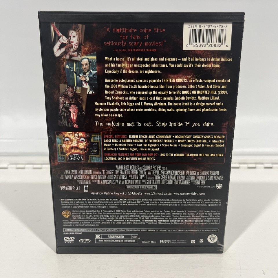 Thirteen Ghosts DVD | Tony Shalhoub Shannon Elizabeth 🍀Buy 2 Get 1 Free ...