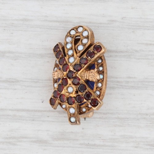 Vintage Alpha Chi Rho Badge 10k Yellow Gold Pearls Garnets Greek ...