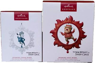 NEVER HUNG Hallmark 2022 SPINNING SNOW MISER 2023 SPINNING HEAT MISER ...