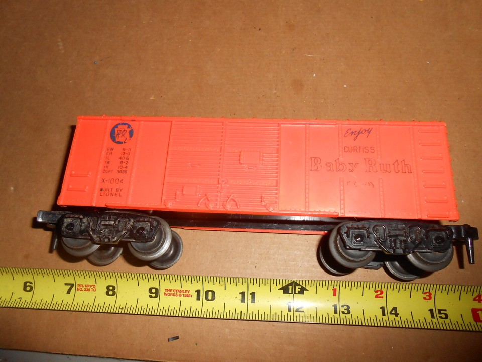 O/O-27 Lionel Box cars, Baby Ruth, Basco, ship 6014, x6004, x6034 ...
