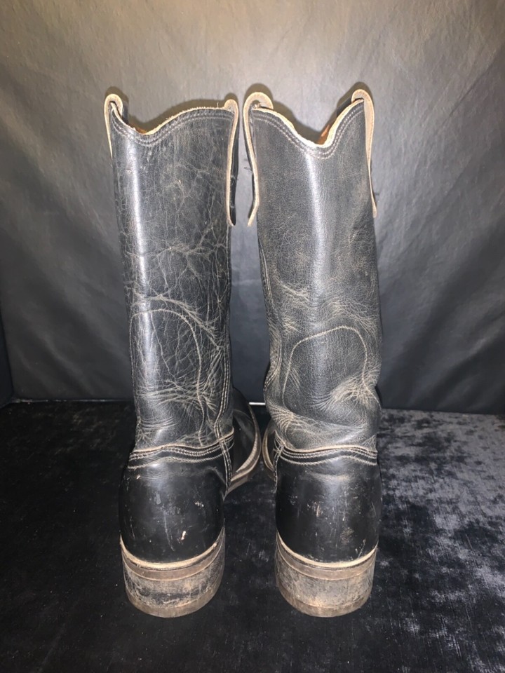 Mens VTG Santa Rosa Black Leather Roper Boots size 7.5 | eBay