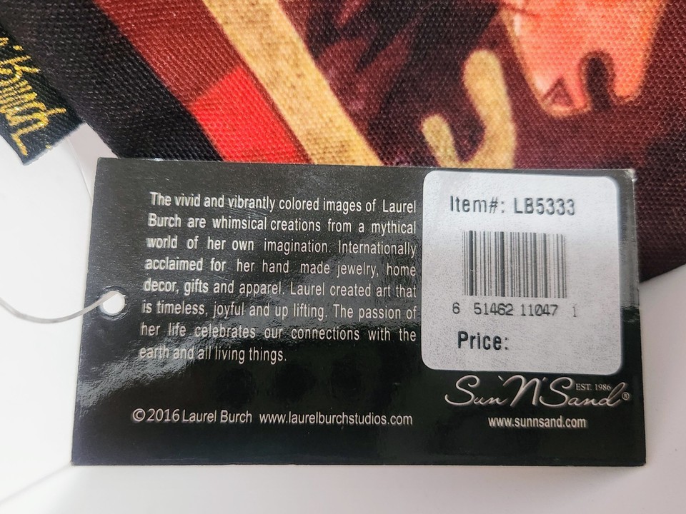 NWT Laurel Burch Makeup Bag Women Brown Red Tan Horse Canvas Zip Travel ...