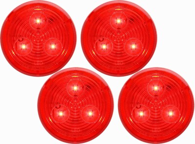 Optronics 4 Pack 2 1/2" Round Red 3 Diode LED Marker Clearance Light ...