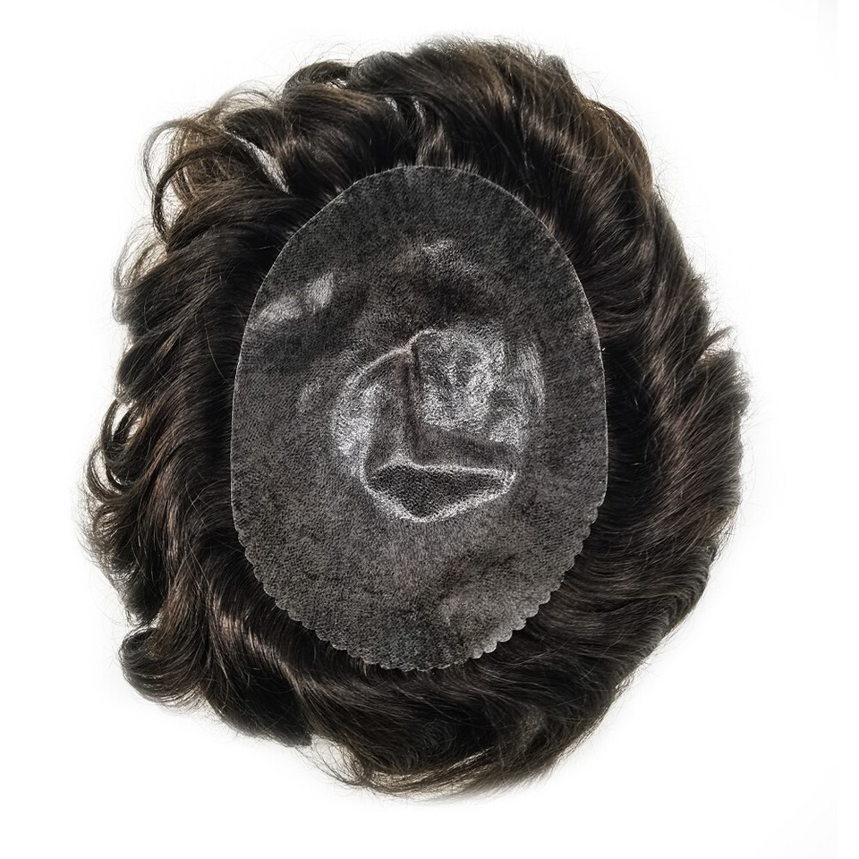 Mens Hair Replacement System Full Poly Thin Skin Mens Toupee Human Hair ...