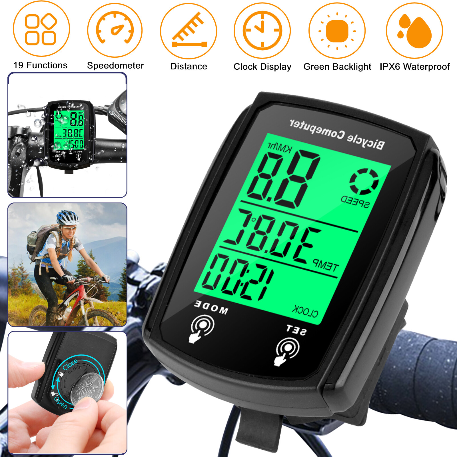 Bicycle Speedometer Cycle Digital Odometer Bike Computer Waterproof ...