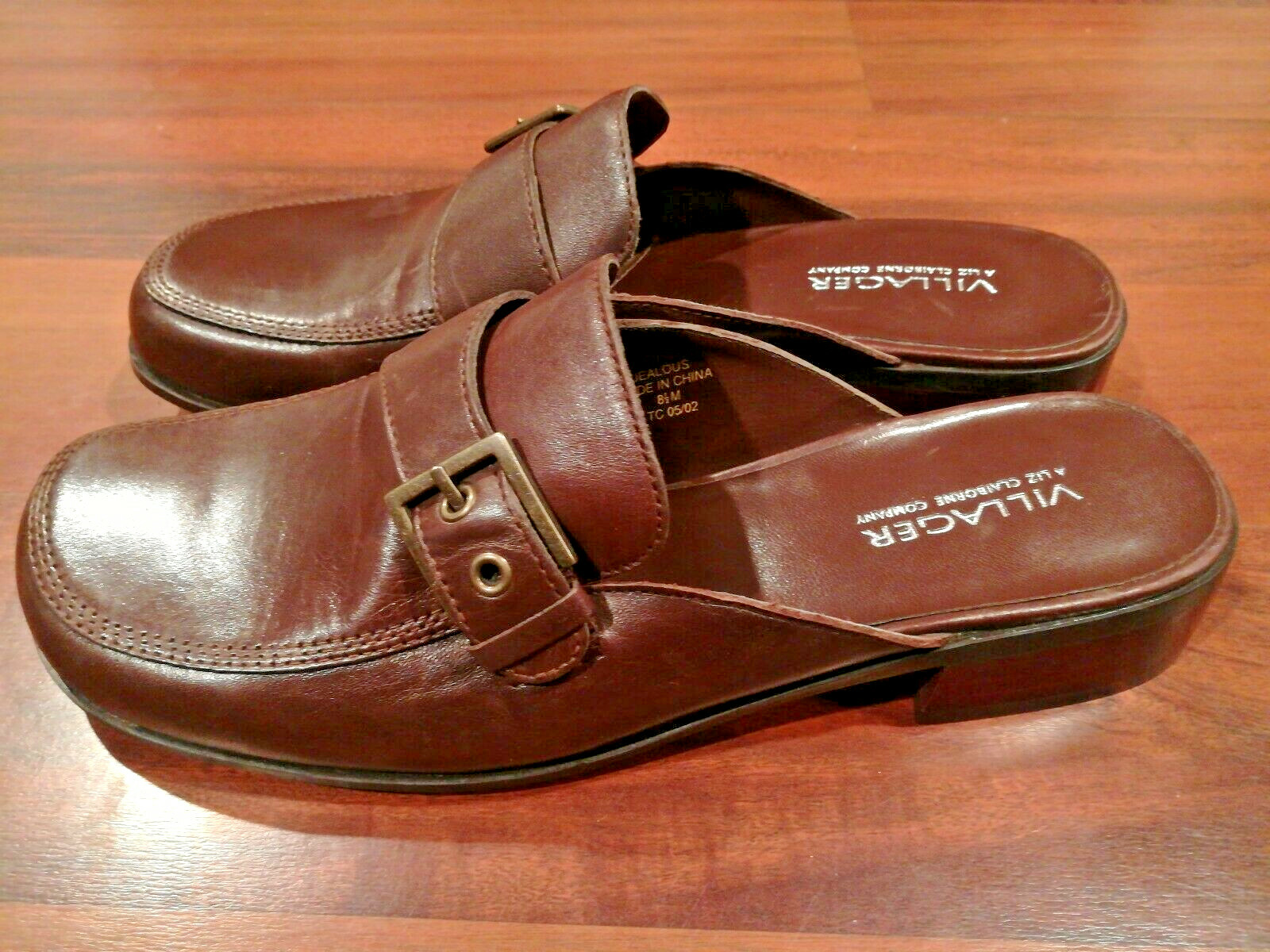 Liz Clairbone Villager Womens Brown Leather Low Heels Clogs Shoes Size ...