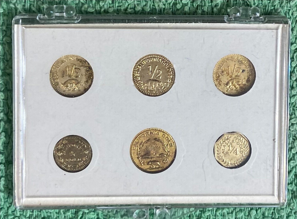 TYPES OF CALIFORNIA GOLD - 6 COIN SET IN OLD DISPLAY HOLDER | eBay