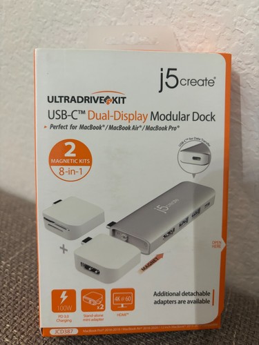 Genuine j5create JCD387 ULTRADRIVE Kit USB-C Dual-Display Modular Dock ...