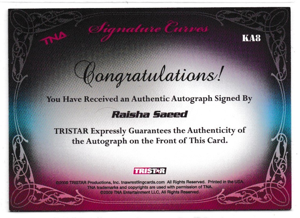 Raisha Saeed 2009 TriStar TNA Knockouts Wrestling Signature Curves ...