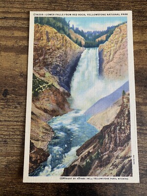 Vintage Lower Falls Red Rock Yellowstone National Park Postcard | eBay
