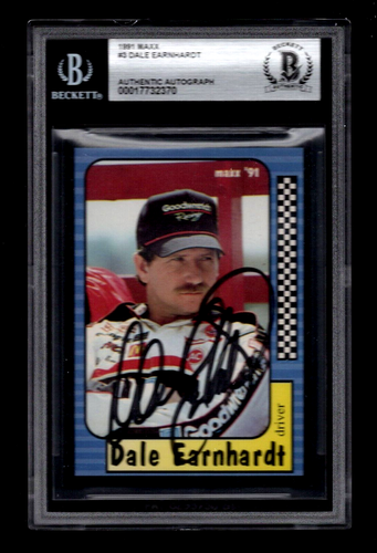 DALE EARNHARDT SIGNED 1991 MAXX NASCAR CARD #3 BECKETT AUTOGRAPH RACING ...