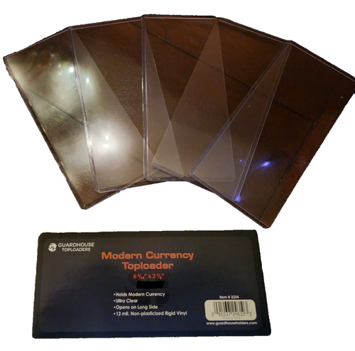 5 Modern Guardhouse Currency Banknote Holder Semi-Rigid Toploader Free ...