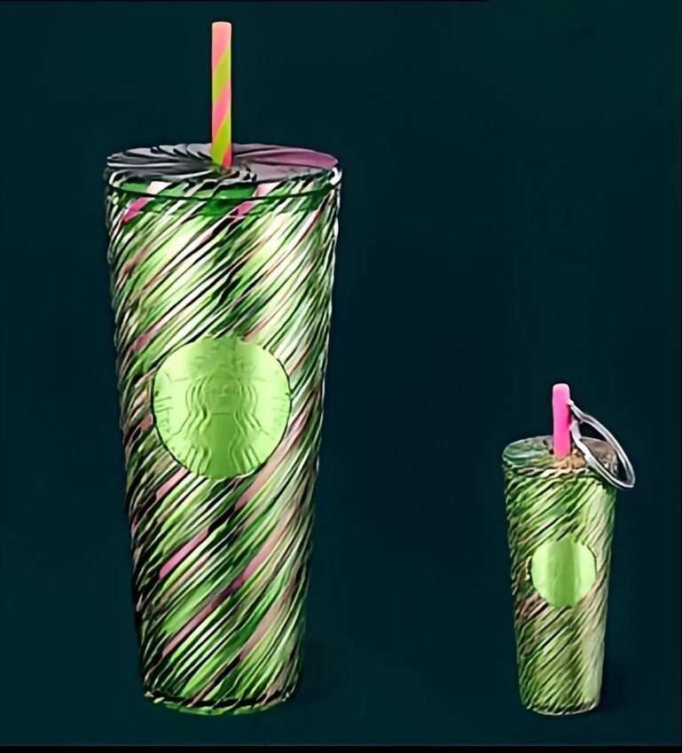 Starbucks Wicked 24oz. Tumbler Cold Cup Pink Green Swirl&keychain ...