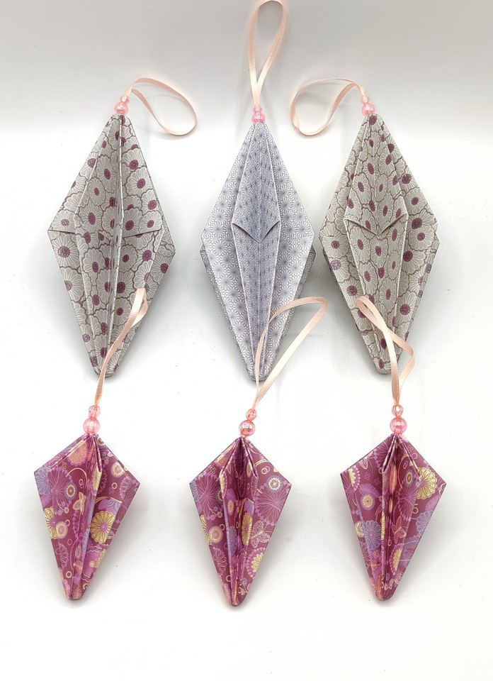 14pc Handmade Origami Christmas Bauble Geometric shape Decorations ...