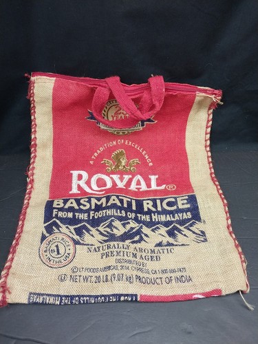 Royal Basmati Rice Burlap 20# Bag Tote Zip Advertising Anniversary Sack ...