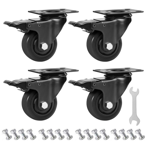 3 Inch Caster Wheels Bearing 1000Lbs Heavy Duty PVC Plate Casters Set ...