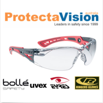 Bolle RUSH PLUS Small Safety Glasses Coral /Grey Frame Clear Lens ...