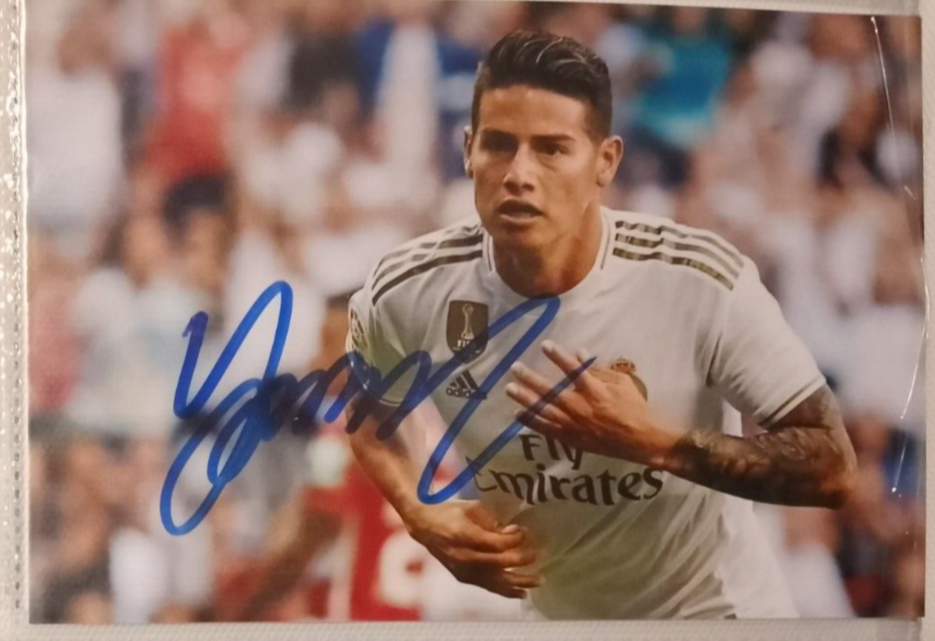 AUTOGRAFO JAMES RODRIGUEZ REAL MADRID FOTO HAND SIGNED COLOMBIA WC ...