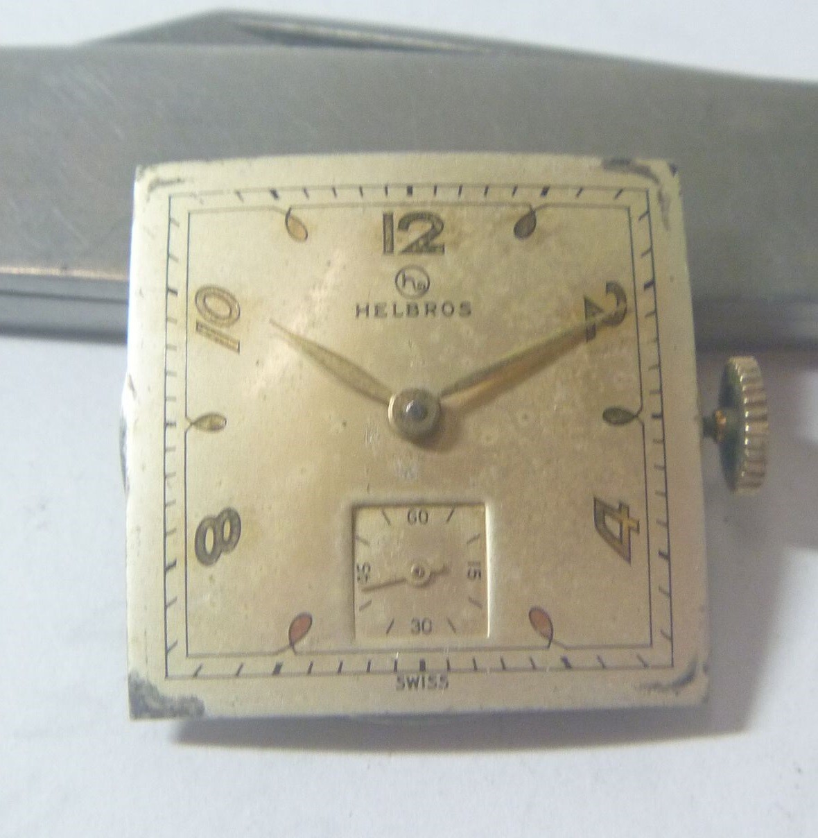 1940s Helbros Watch Co 17 Jewels Gents 10 Lignes Movement Dial Hands ...