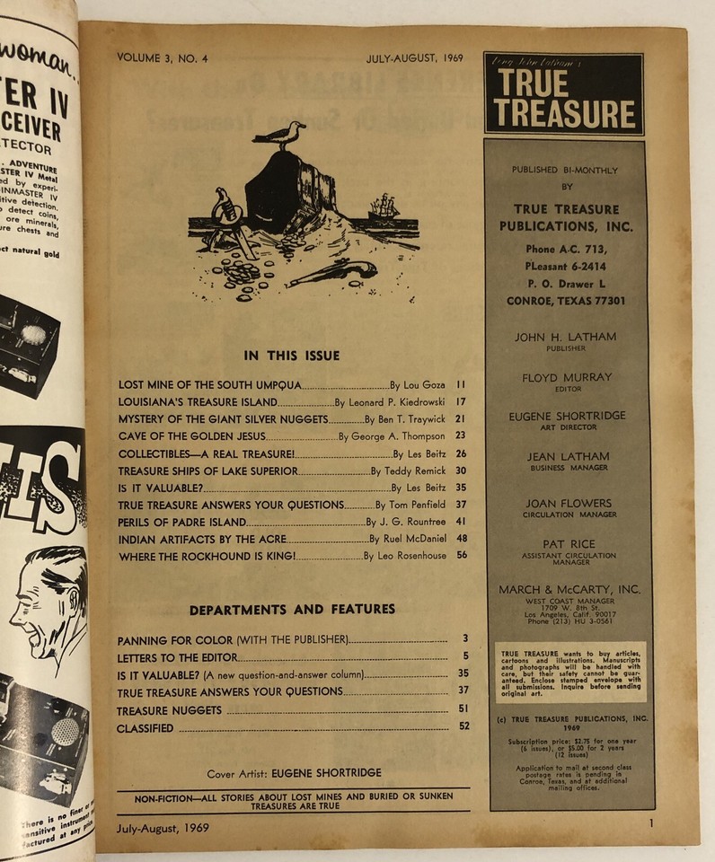 Long John Latham's True Treasure Magazine August 1969 | eBay