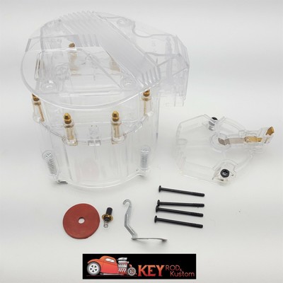 Chevy GM Clear HEI Large Distributor Cap Rotor Kit SBC BBC 305 327 350 ...