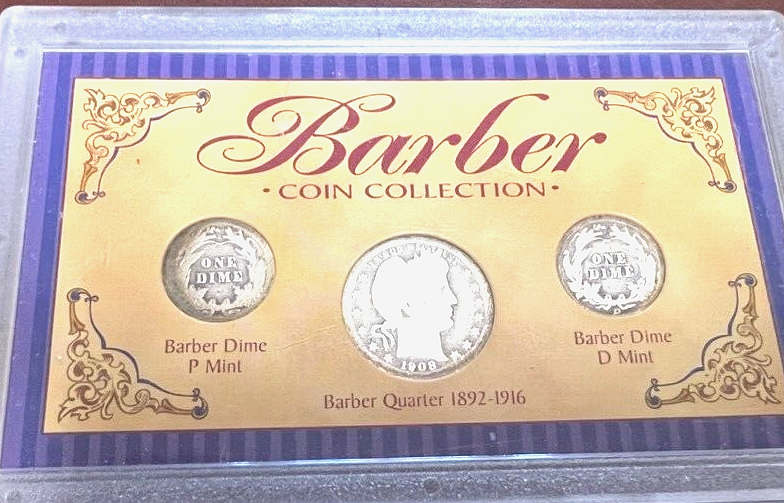 Barber Coin Collection 90% US SIlver Set Barber Quarter + 2 Barber ...