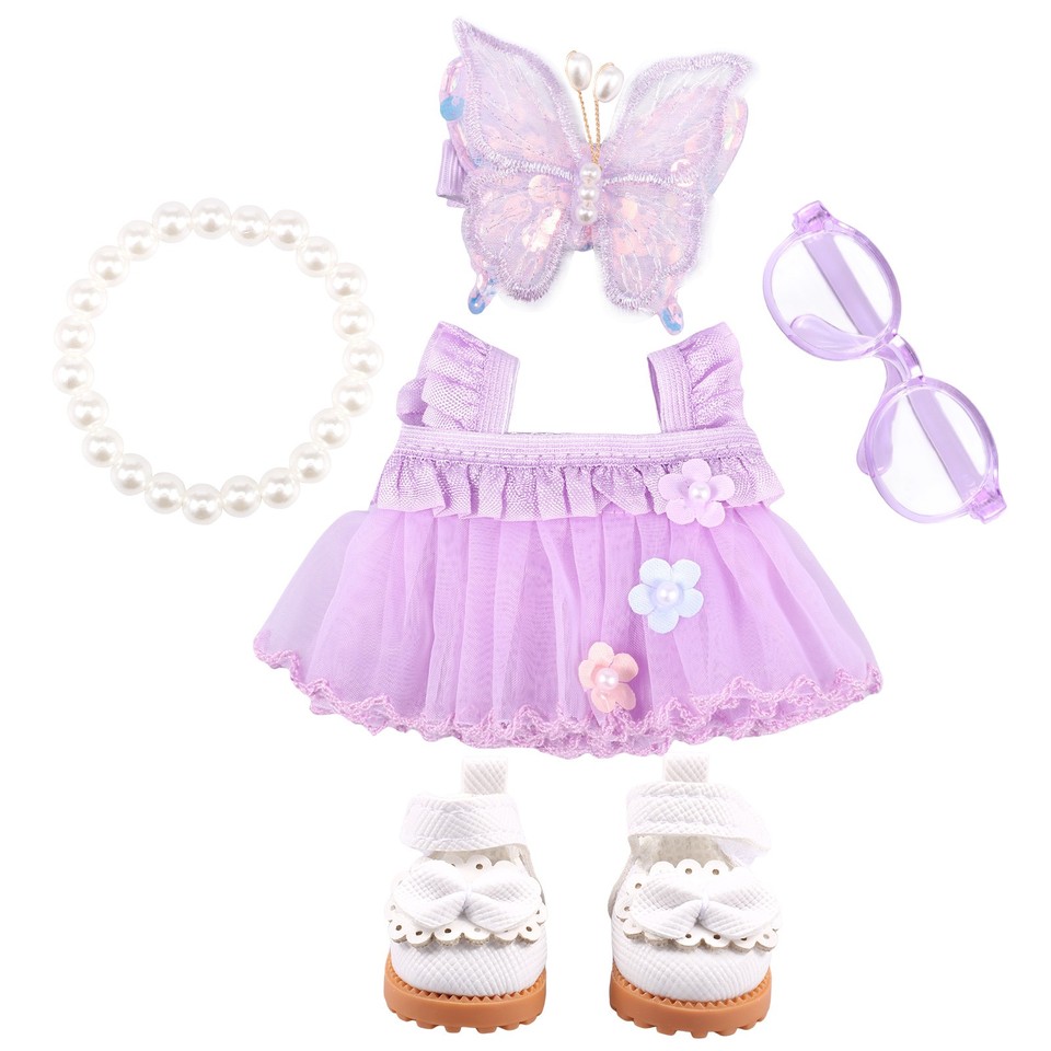 5 Pcs Doll Clothes Set Cute Purple Doll Outfit Accessories Include ...