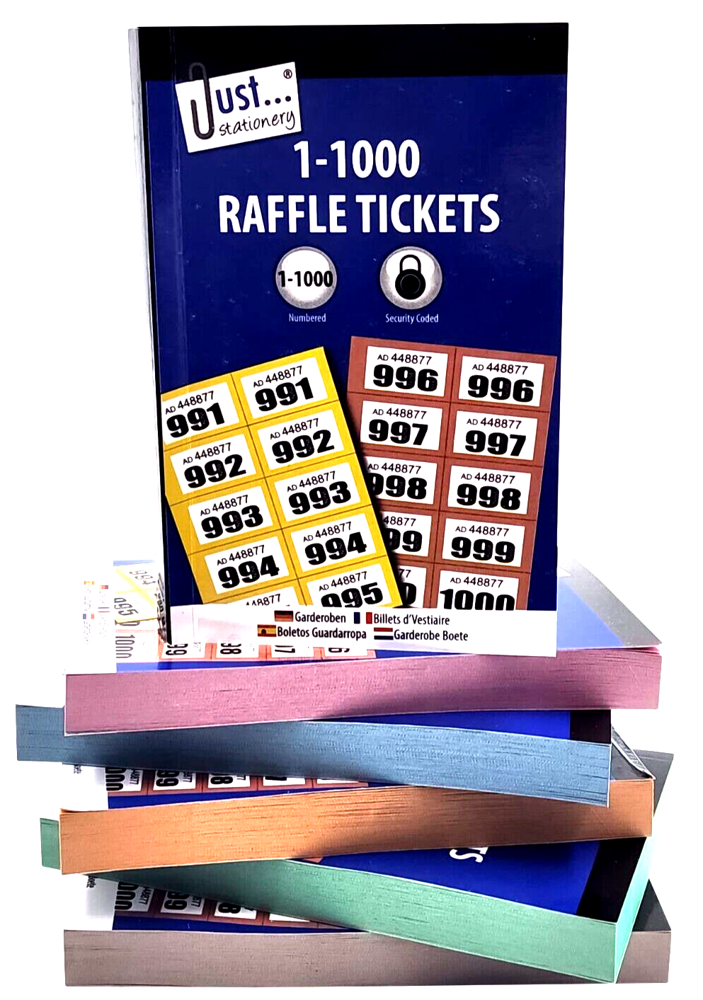 12 Books of 1-1000 Cloakroom Raffle Tombola Draw Tickets Numbered Mixed ...
