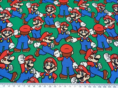 Nintendo Super Mario Packed Woven Cotton Fabric, Sewing Quilting Fat ...